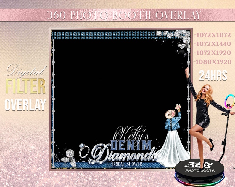 Denim and Diamonds Bridal Shower Photo Booth, Denim Photo Template ...