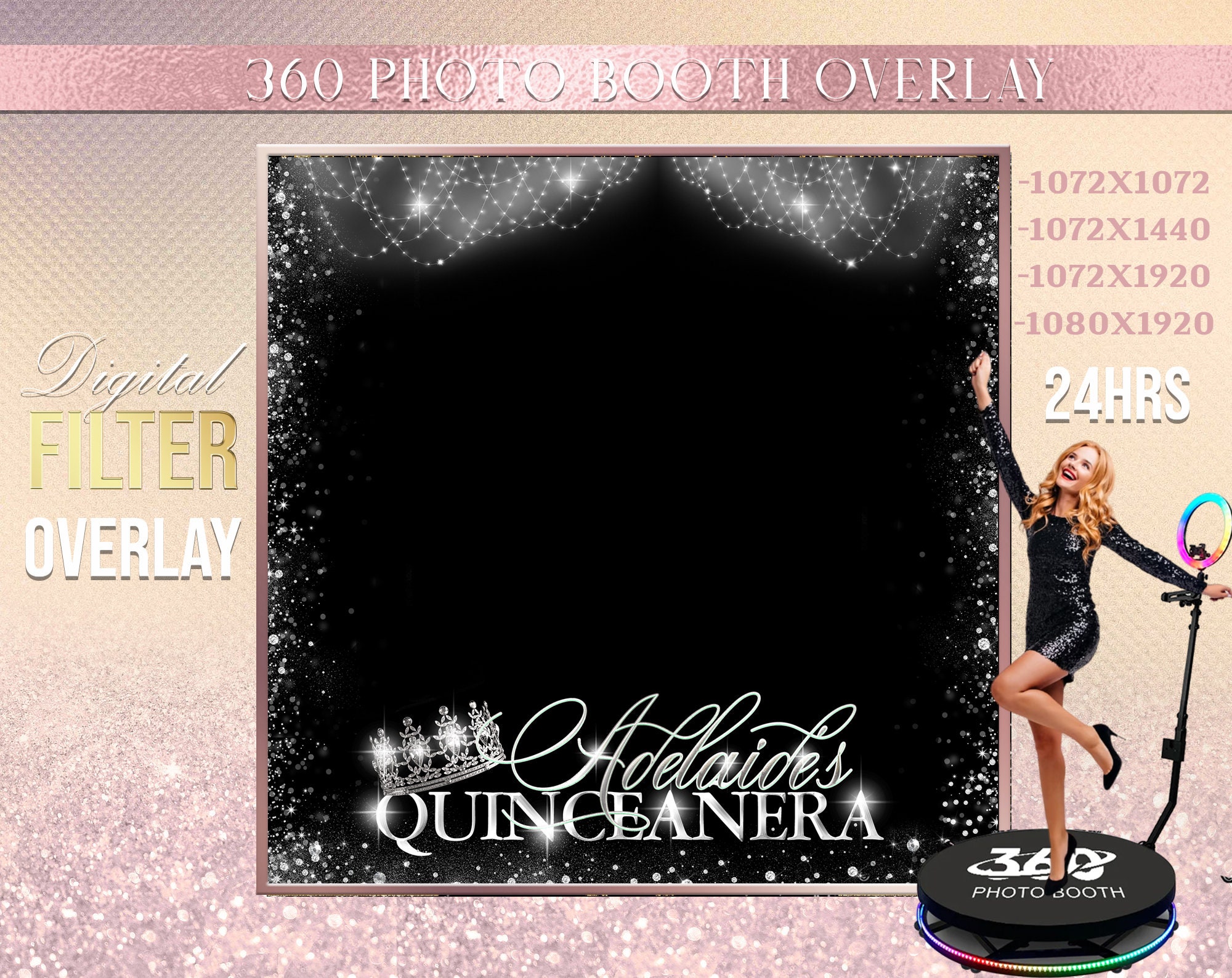 Quinceanera Photo Booth Photo Template Birthday Party Green Photo Booth ...