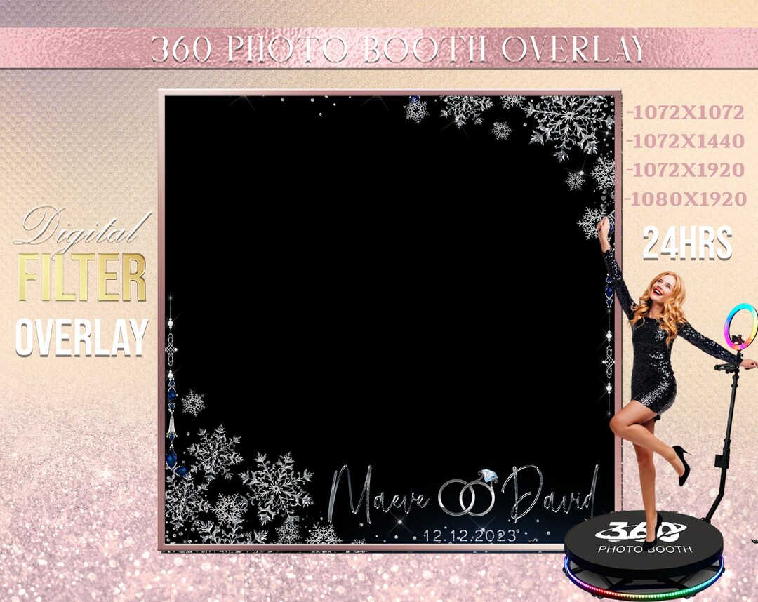 Winter Wonderland Wedding Photo Booth, Snowflake Photo Template ...