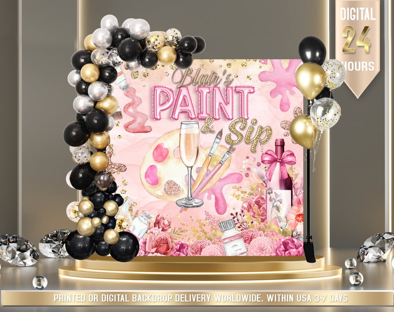 Paint and Sip Backdrop | Sip and Paint Backdrop | Paint Party Backdrop ...