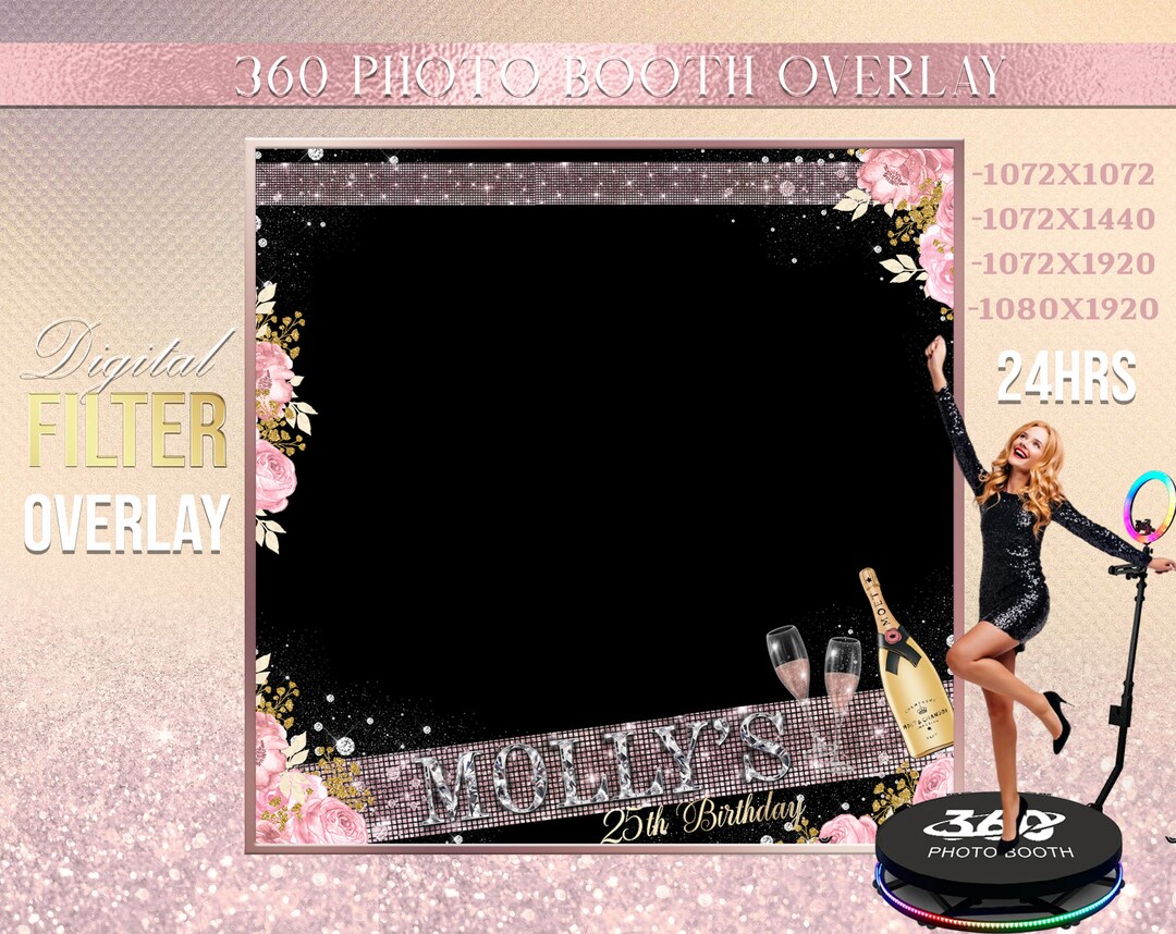 Rose Gold Photo Booth, Pink Photo Template Birthday Party, Woman ...