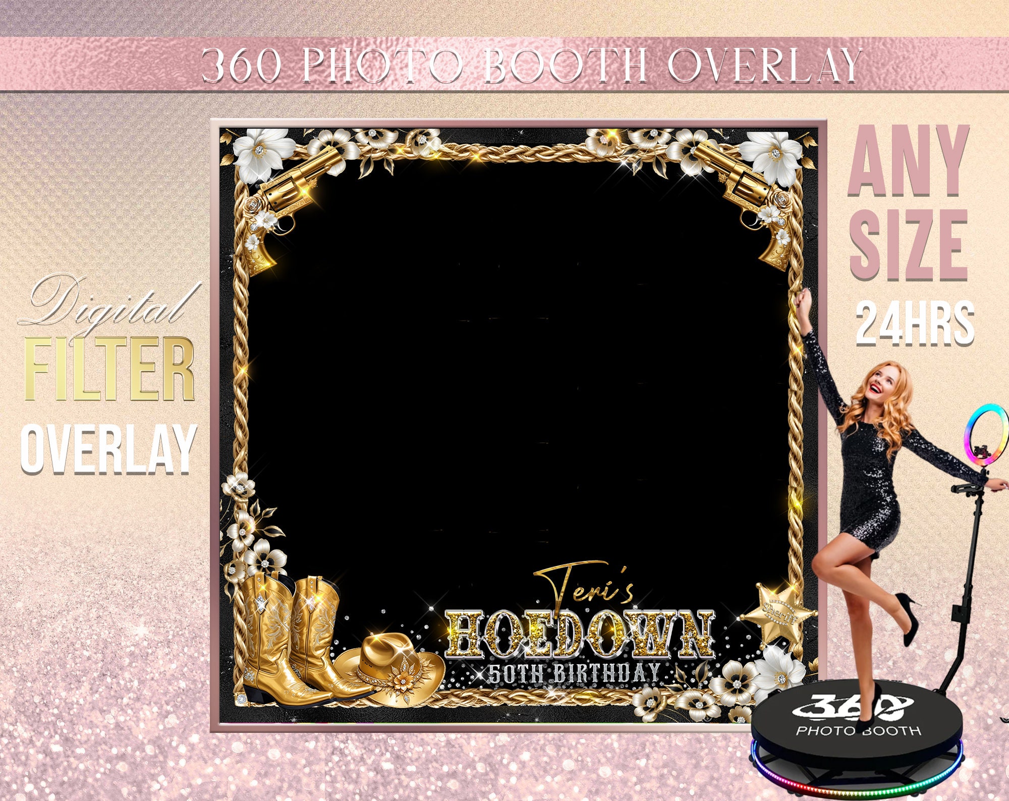 Rodeo Photo Booth Photo Template Birthday Party Women's Western ...