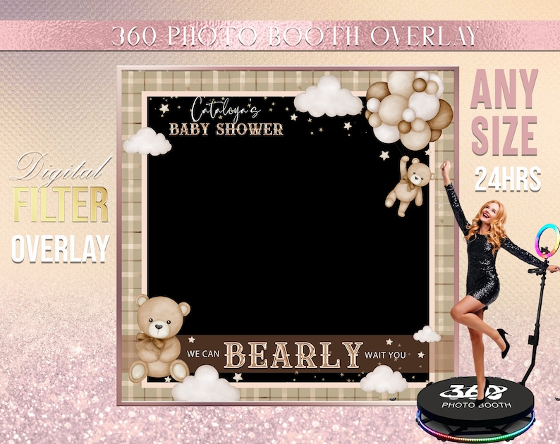 Bear Photo Booth, We Can Bearly Wait Template, Bear Baby Shower Photo ...