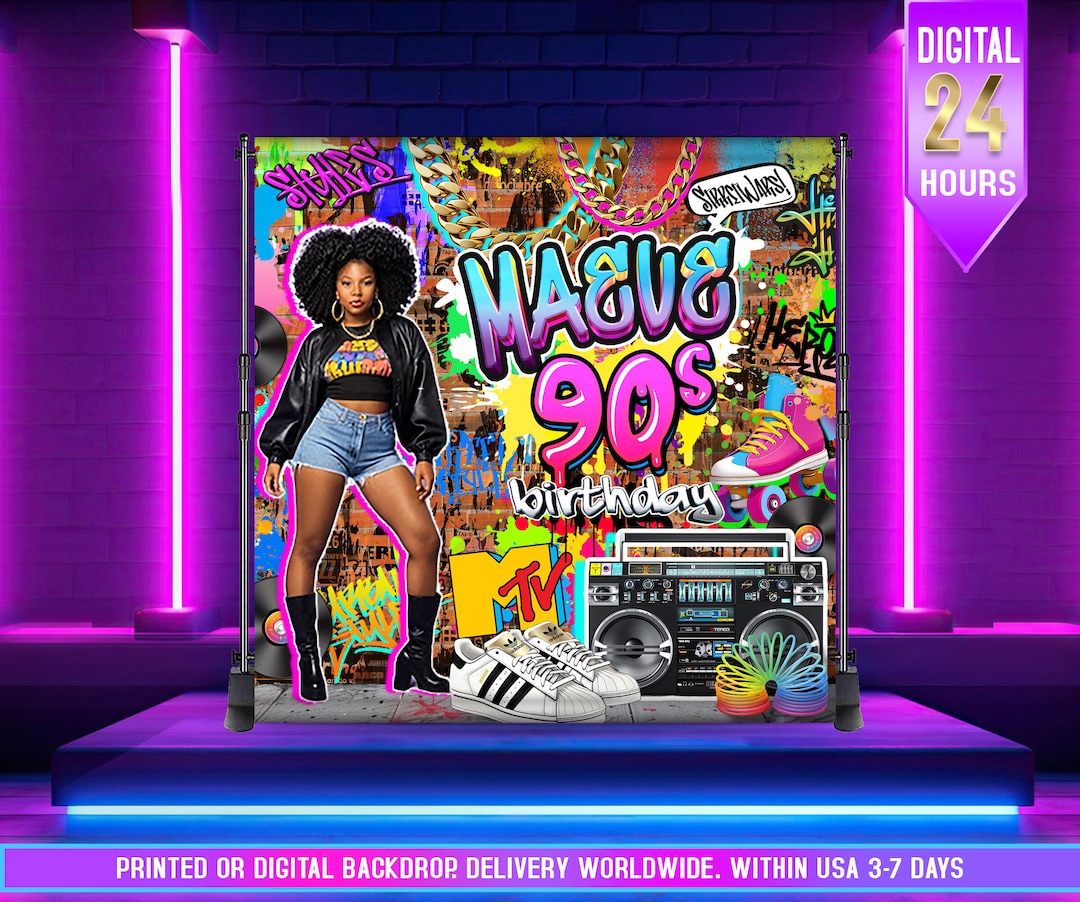 PRINTED or DIGITAL | 90s Retro Party Backdrop | 80s 90s Birthday Party ...