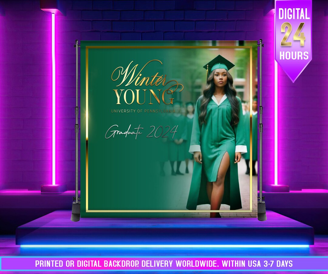 PRINTED or DIGITAL | Emerald Gold Graduation | Graduation Backdrop ...