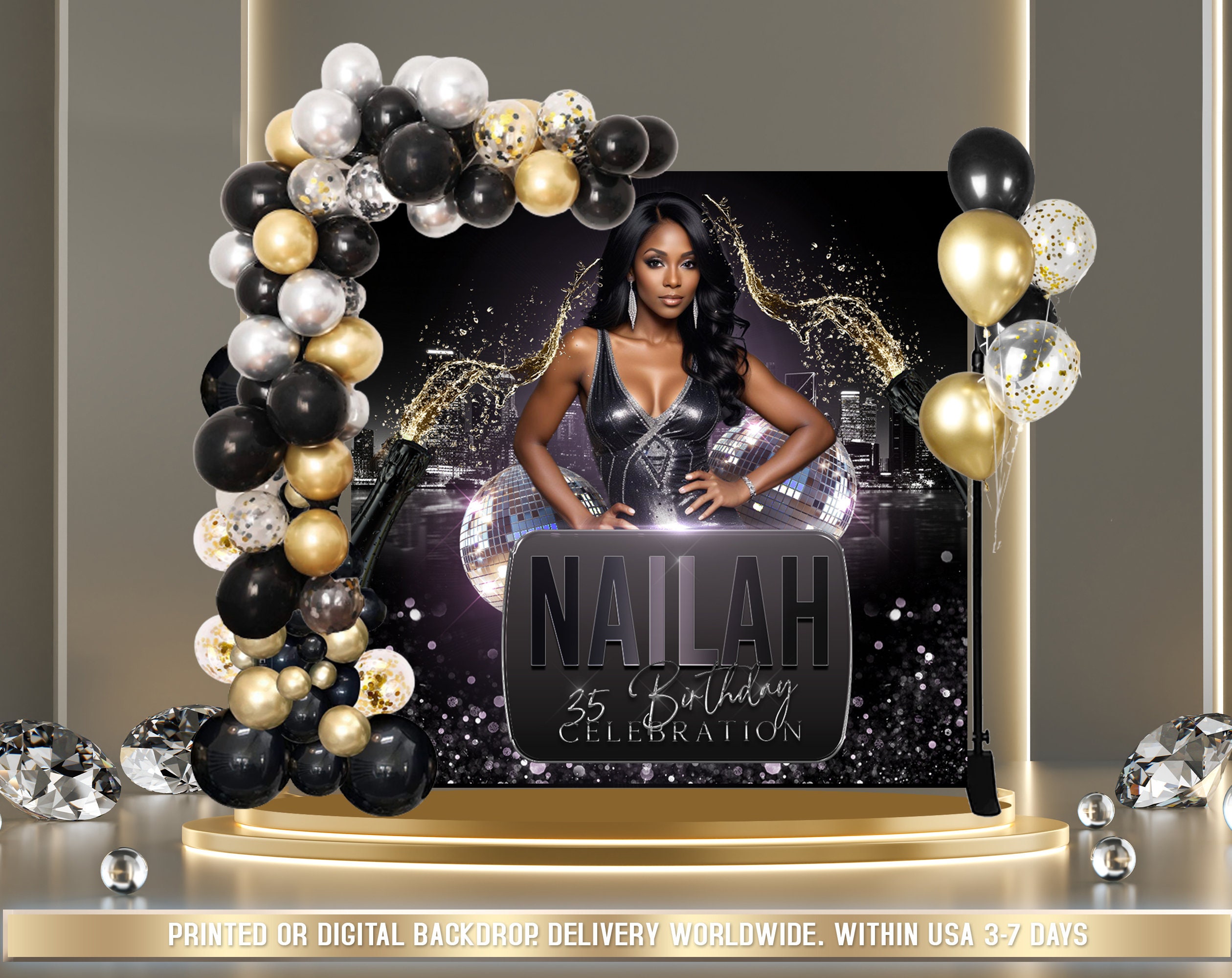 All Black Affair Woman's Birthday Backdrop | Woman's Birthday ...