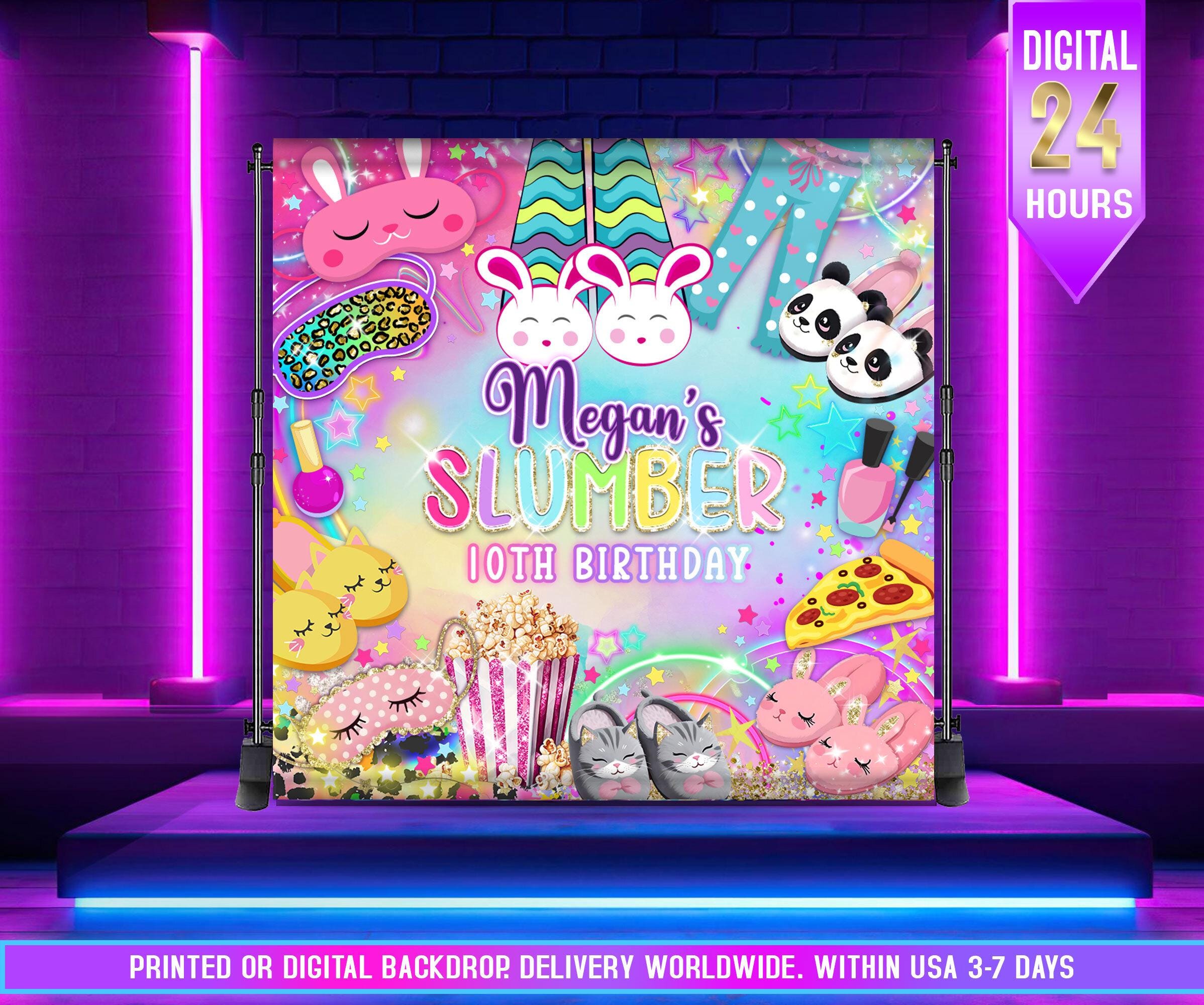 Slumber Party Backdrop for Girls Sleepover Party Decoration Pjm Pillow ...