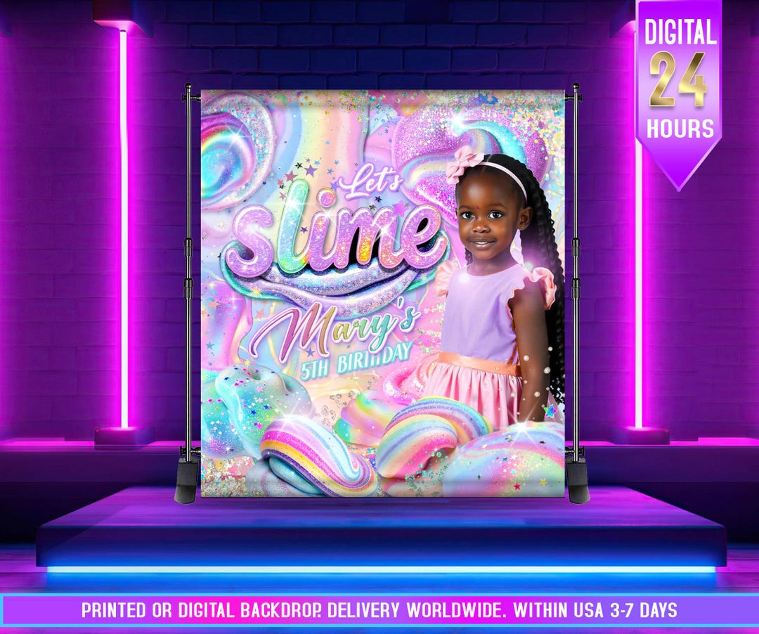 Slime Party Backdrop | Slime Banner Birthday | Slime Backdrop | It's ...