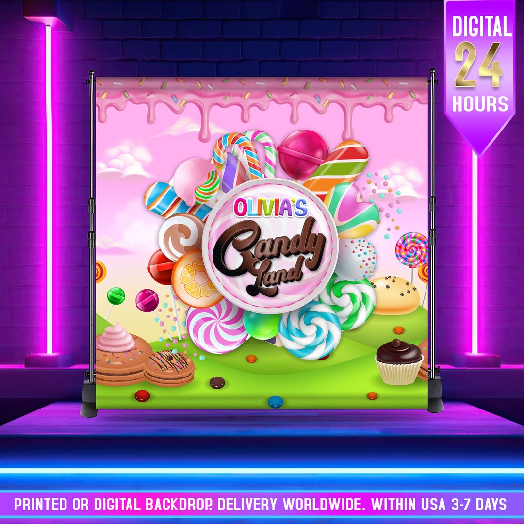 Candy Land Baby Birthday Backdrop Sweets Banner Candies Backdrop ...