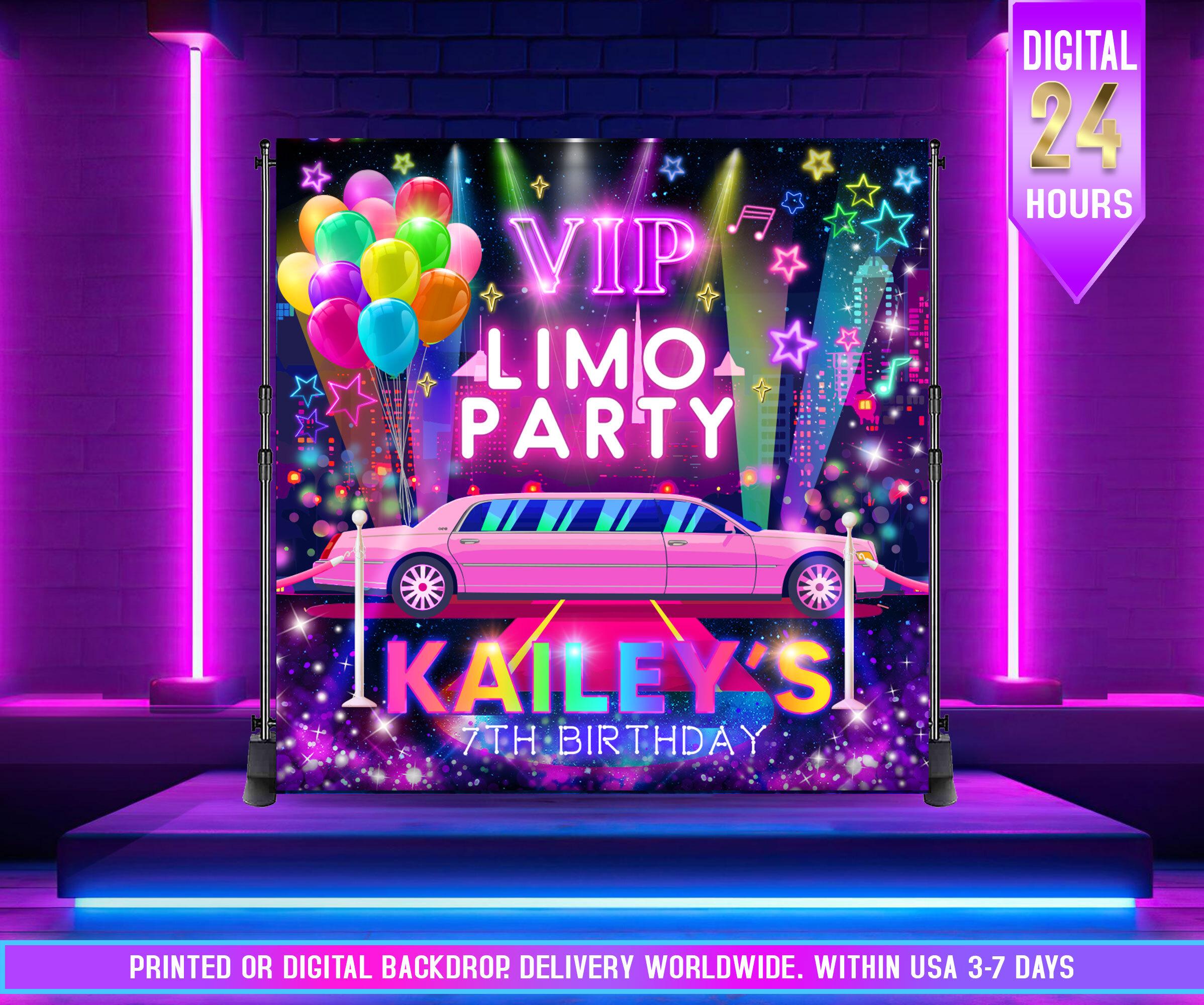 Limo Party Backdrop | Limousine Birthday Party Backdrop | VIP Birthday ...