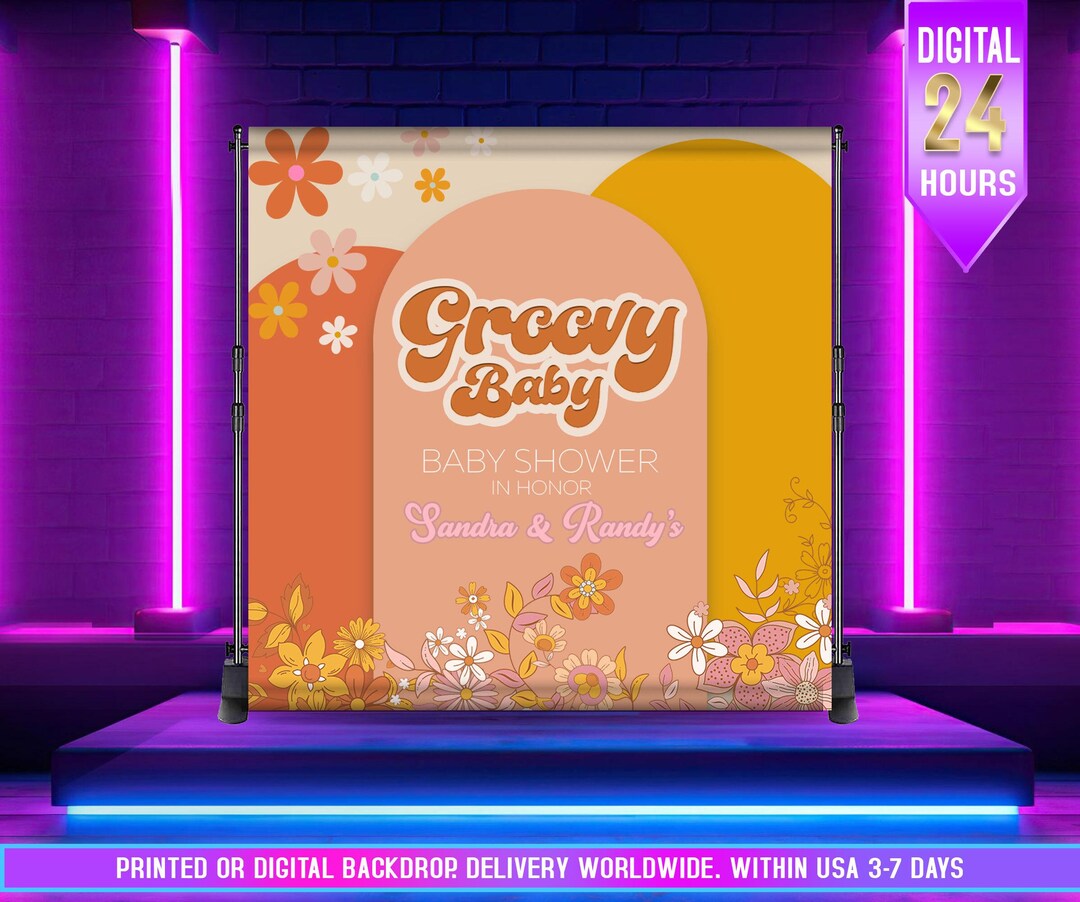 Groovy Baby Shower Backdrop, Retro 70s Theme Backdrop, Hippy Baby ...