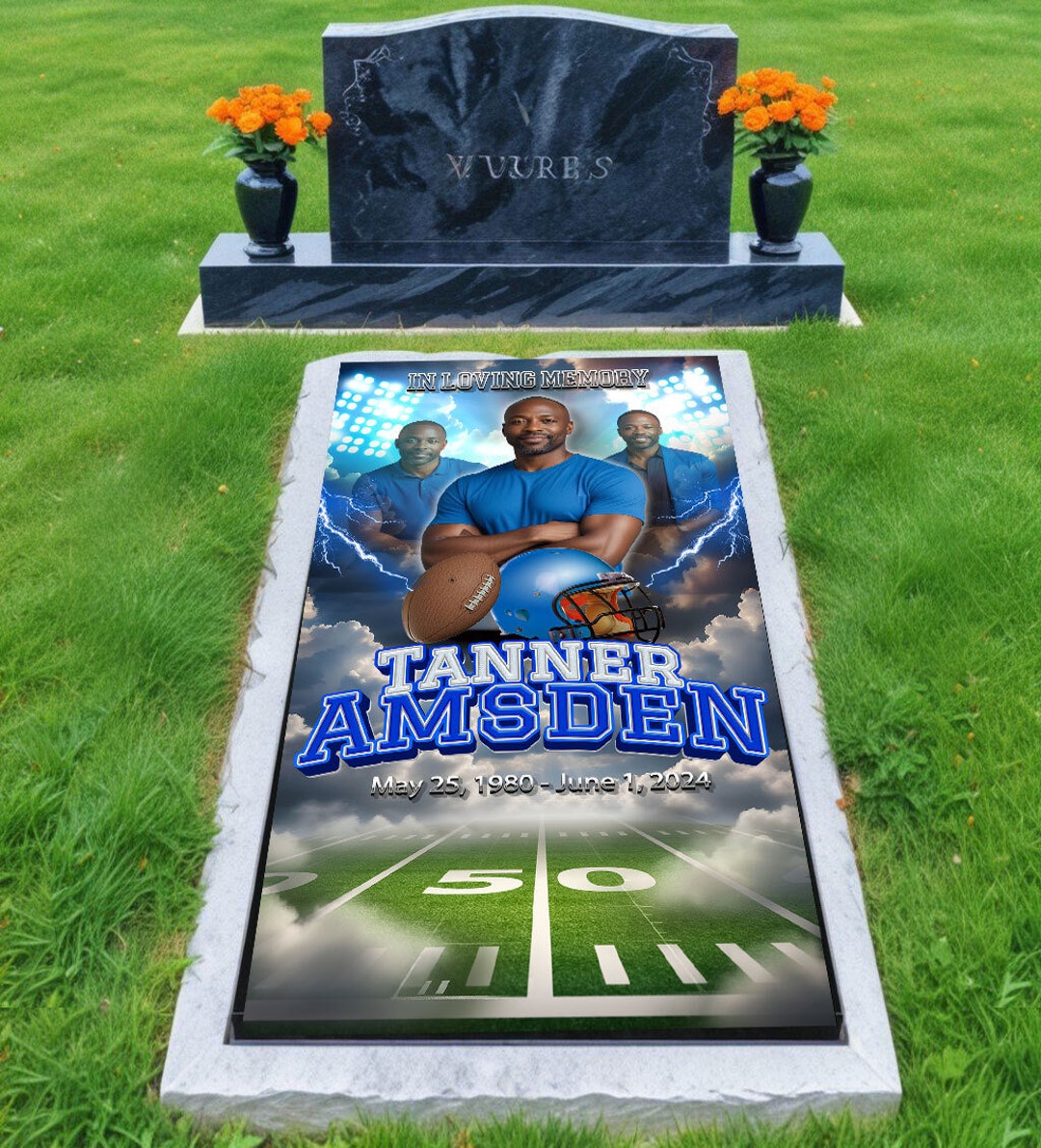 Printed Grave Blanket | American Football Funeral Wrapper | Custom ...