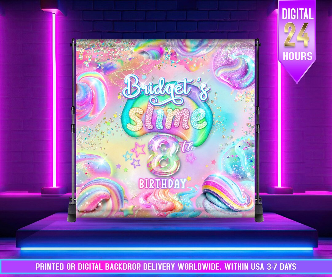 Slime Party Backdrop | Slime Banner Birthday | Slime Backdrop | It's ...