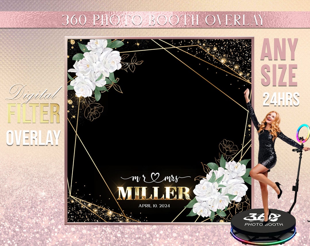 White Roses Wedding Photo Booth Photo Template, Engagement Overlay ...