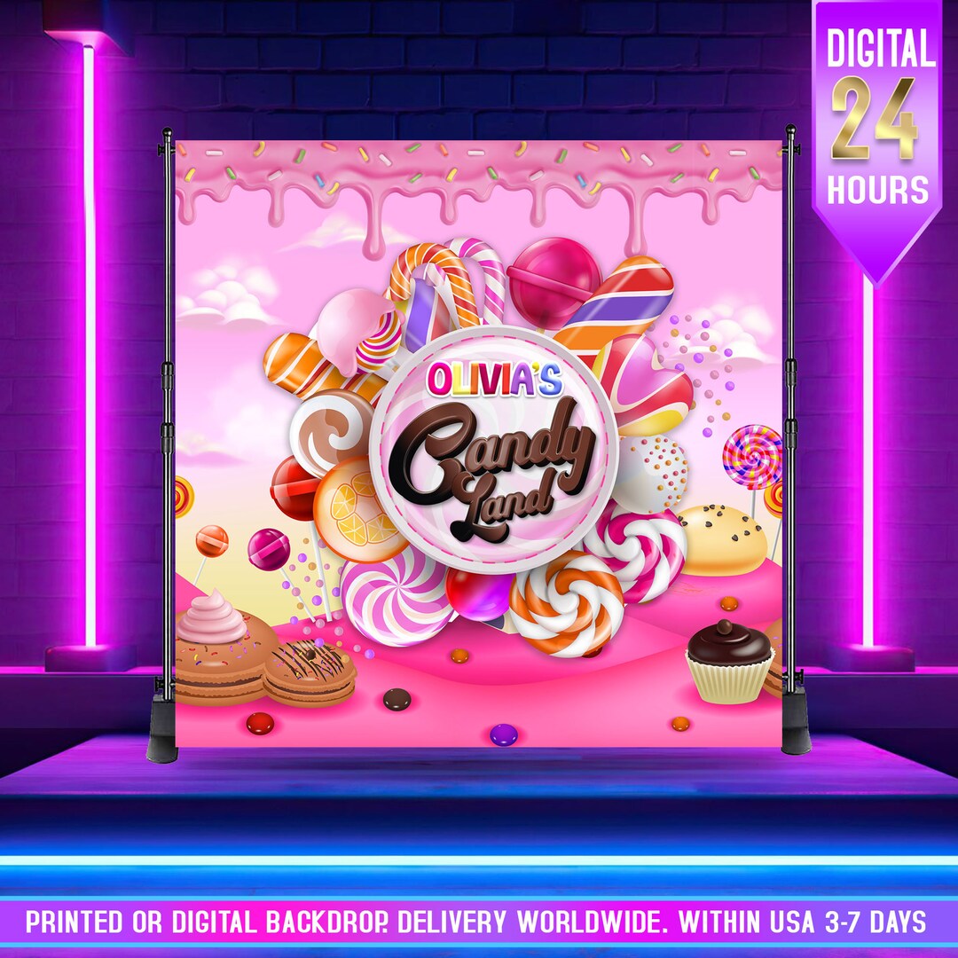 Candy Land Baby Birthday Backdrop| Sweets Banner| Candies Backdrop ...