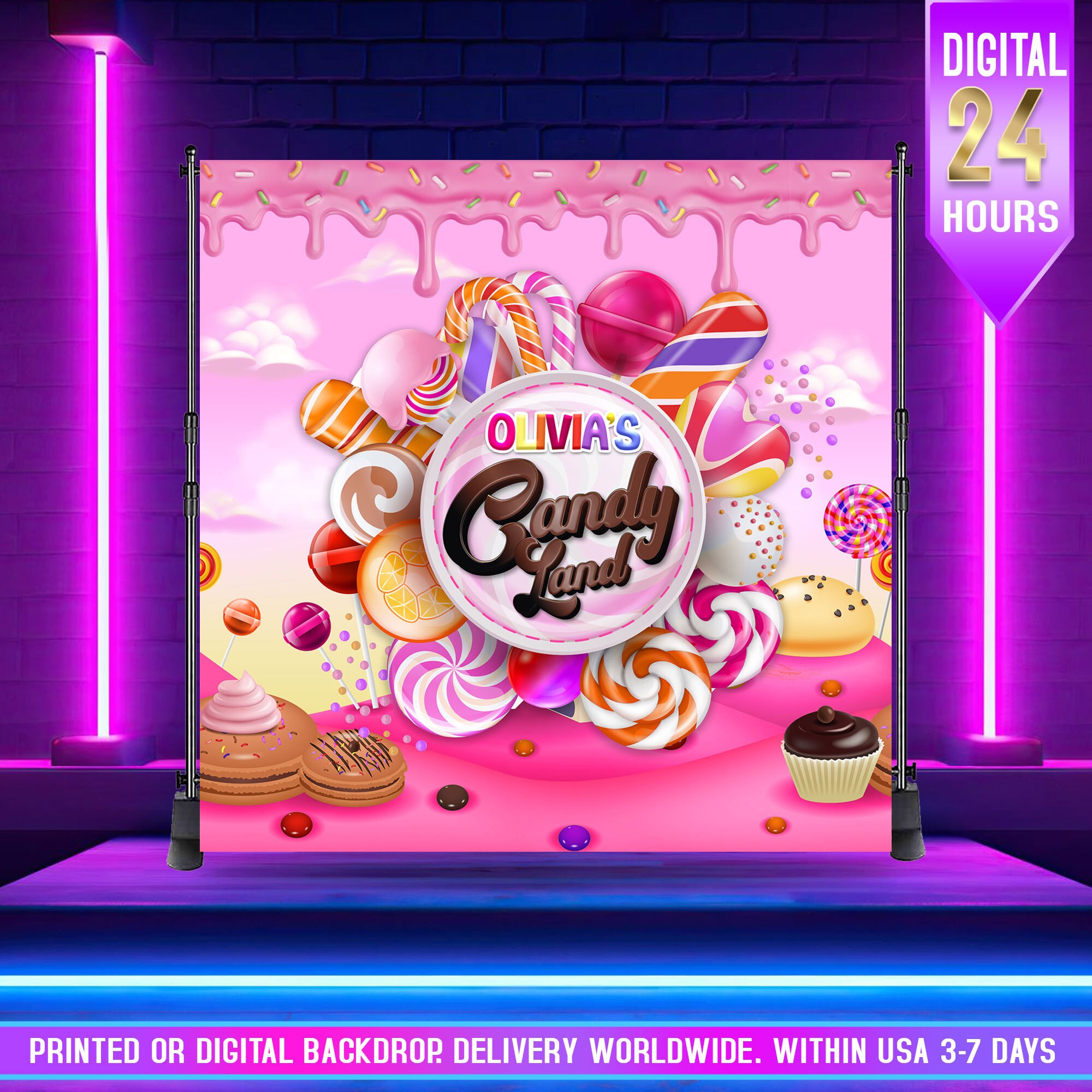 Candy Land Baby Birthday Backdrop Sweets Banner Candies Backdrop ...