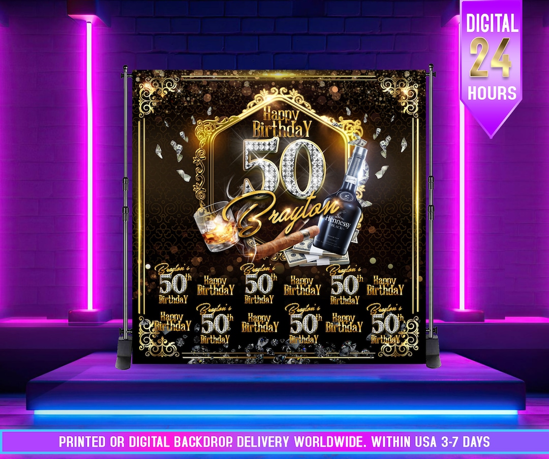 Black Man's Birthday Backdrop | Man's Birthday Background| Black ...