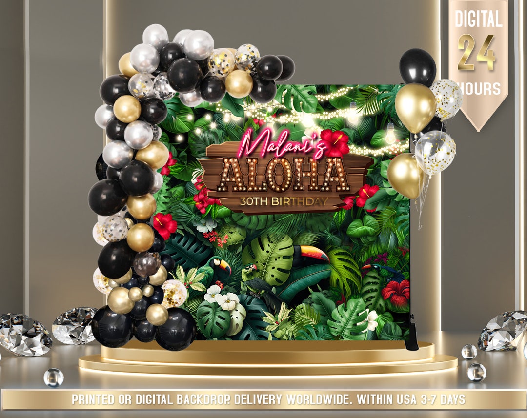 Aloha Backdrop | Tiki Summer Birthday Backdrop | Tropical Birthday ...