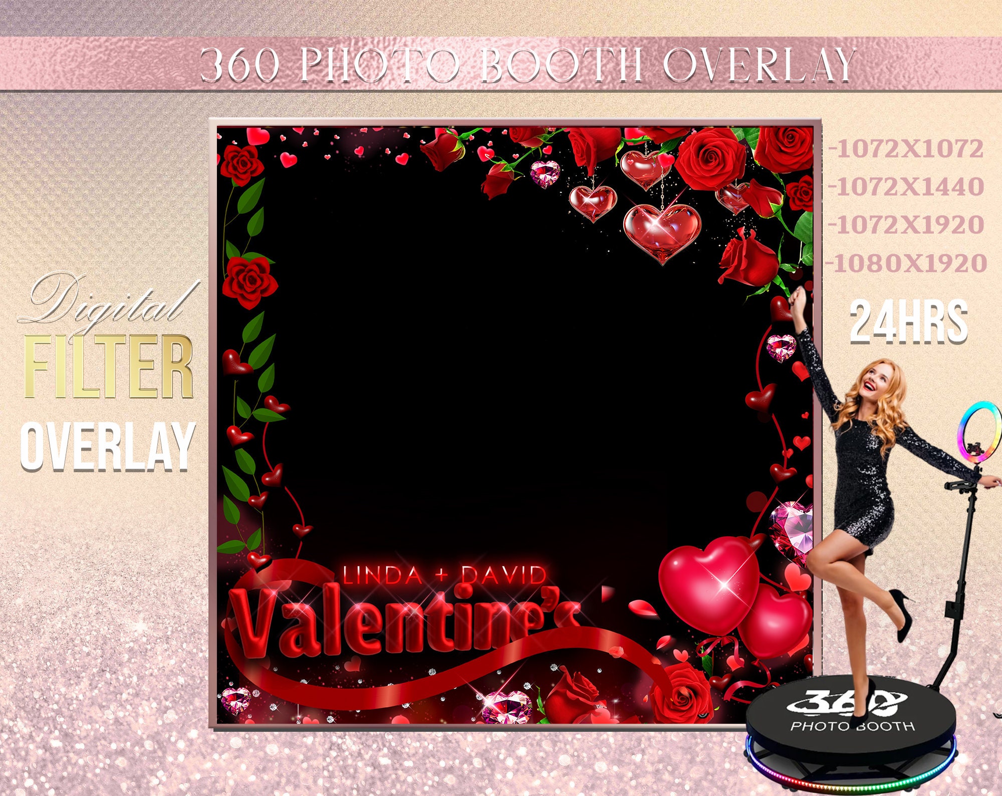 ANY SIZE Valentines Day Prom 360 Photo Booth Template,love Photo Booth ...