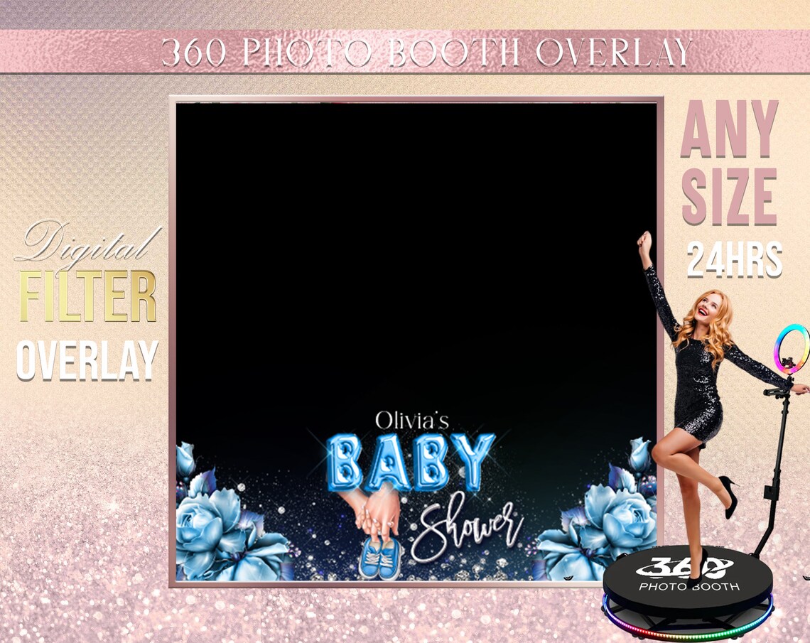 Any Size and Wording - Blue Baby Showers Photo Booth Template, Boy Baby ...