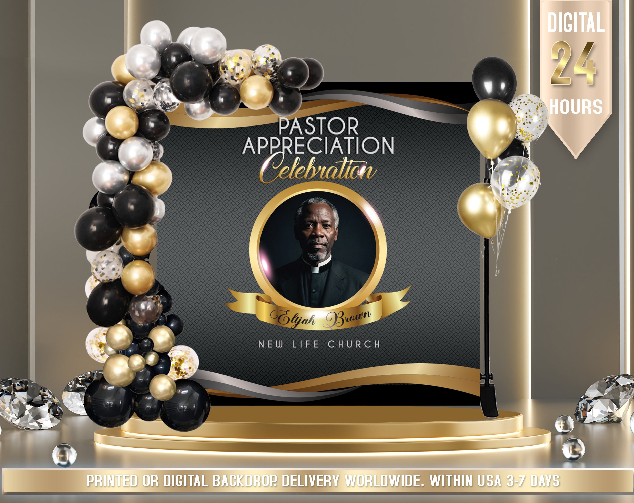 PRINTED or DIGITAL Pastoral Anniversary Backdrop | Church Backdrop ...