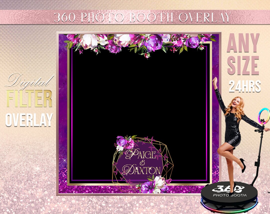 Purple Wedding Photo Booth Photo Template, Purple Wedding Overlay Photo ...