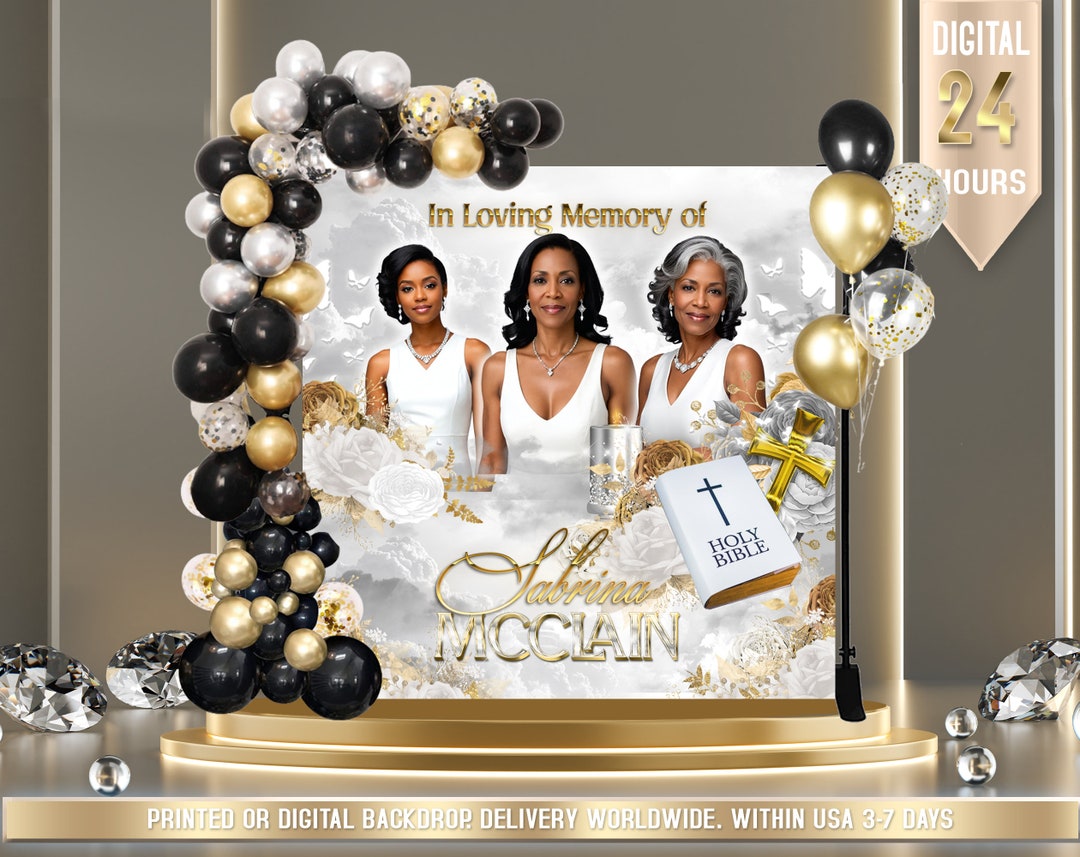 PRINTED or DIGITAL, White Funeral Backdrop, Memorial Backdrop, in ...