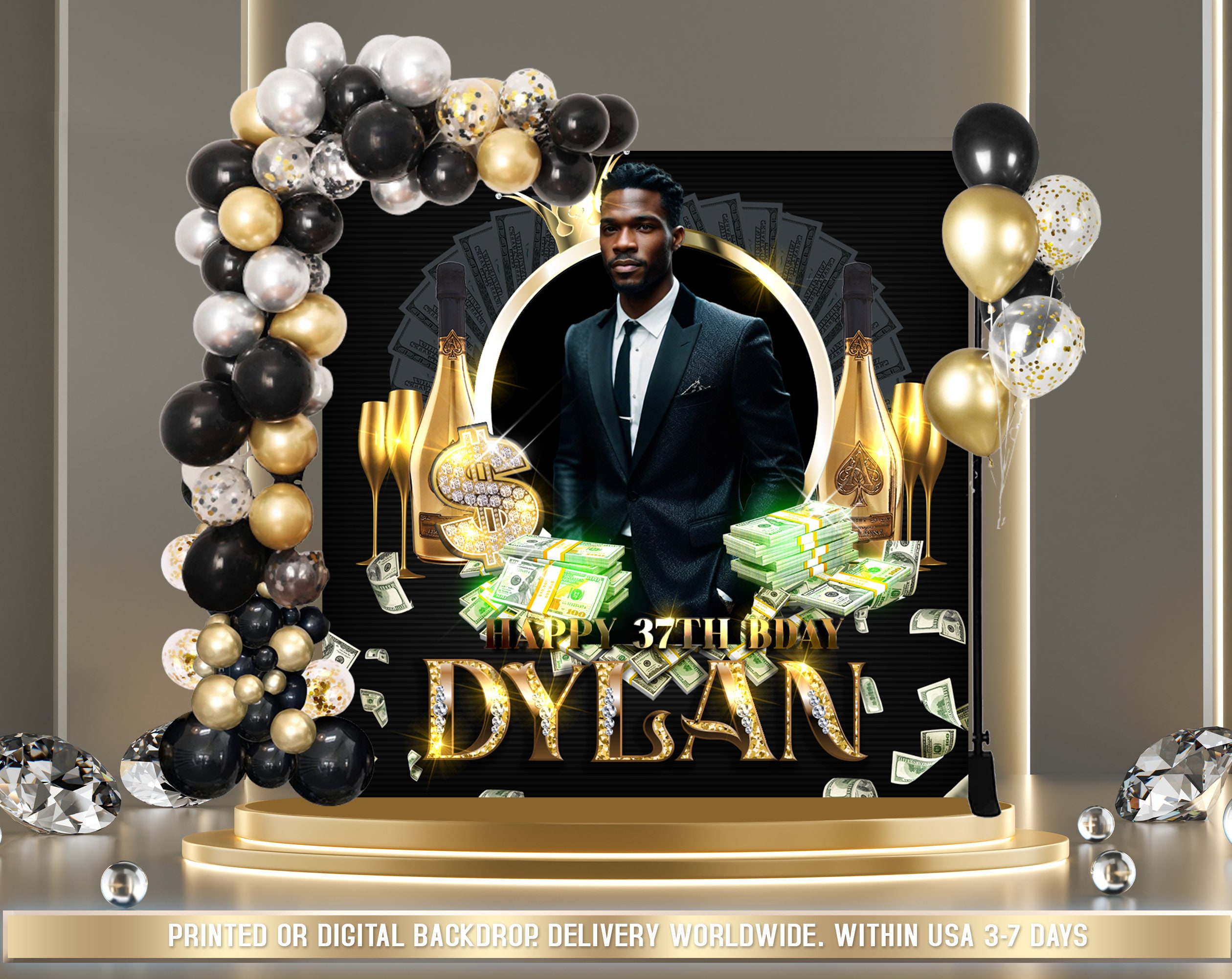 Money Backdrop| Dollar Bill Banner| Cash Birthday Backdrop| Cash ...