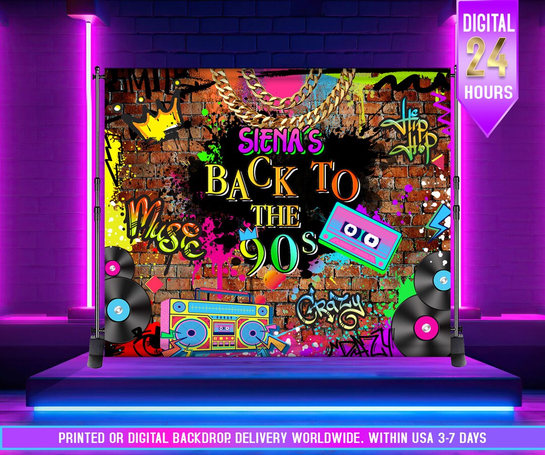 PRINTED or DIGITAL | 90s Retro Party Backdrop | 80s 90s Birthday Party ...