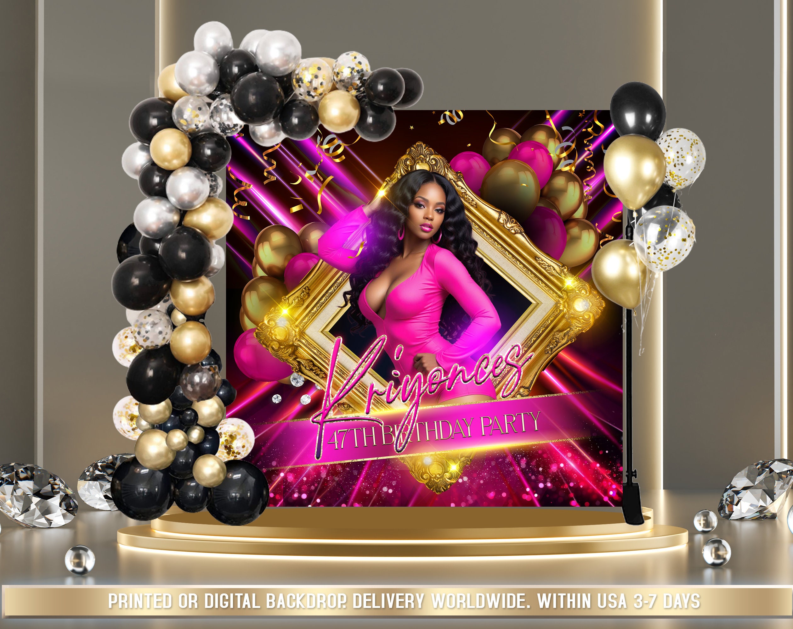 Pink Birthday Backdrop Pink Marble Background Hot Pink Backdrop ...