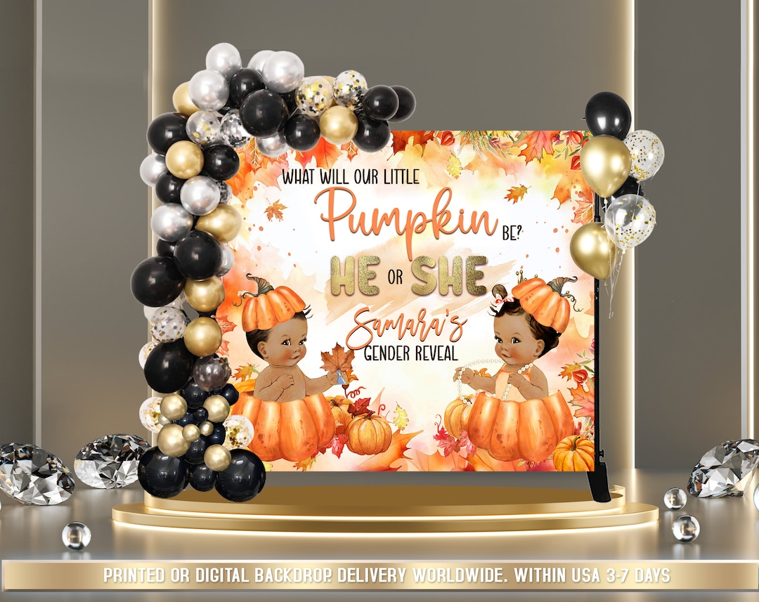 Autumn Gender Reveal Backdrop Fall Gender Reveal Backdrop Pumpkin ...