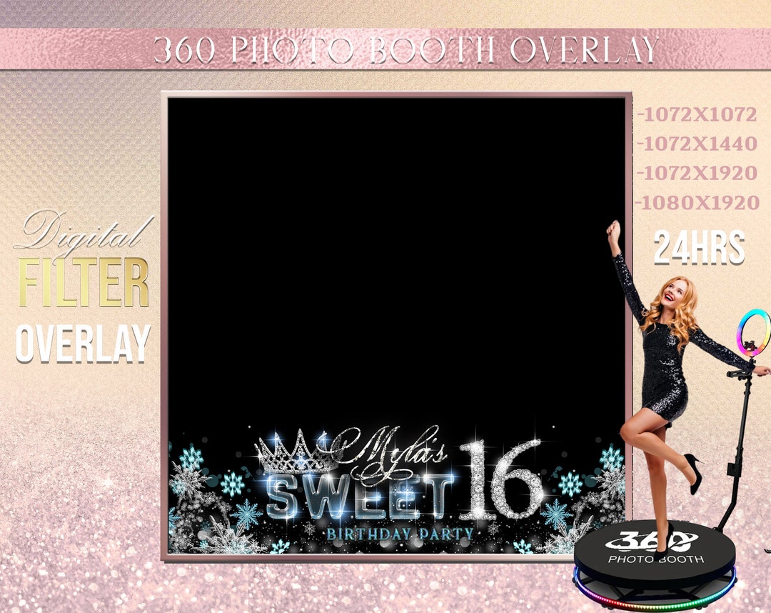 Winter Wonderland Photo Booth, Snowflake Photo Template Birthday Winter ...