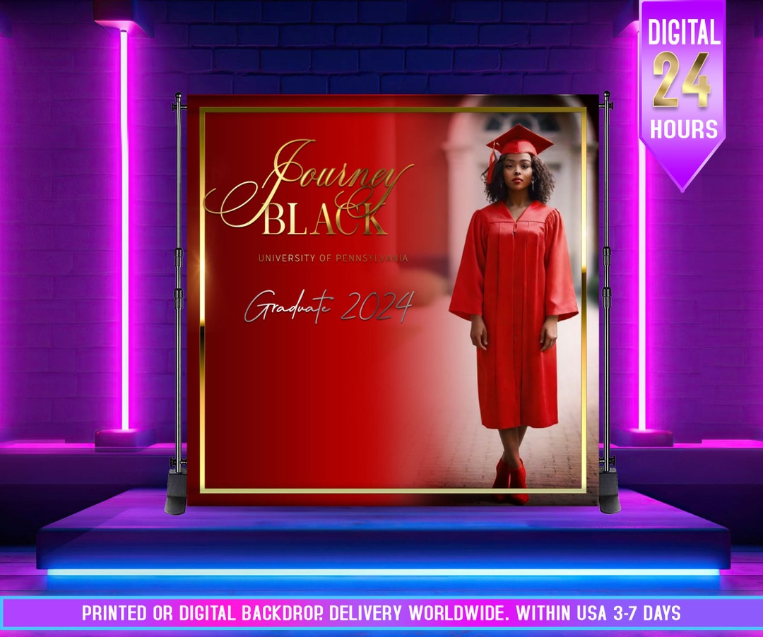 PRINTED or DIGITAL | Red Gold Graduation | Graduation Backdrop | Red E ...