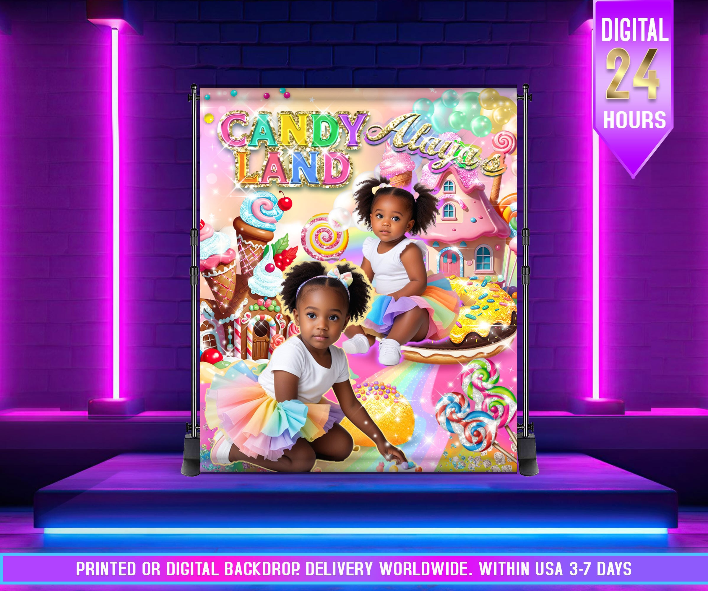 Candy Land Baby Birthday Backdrop Sweets Banner Candies Backdrop ...