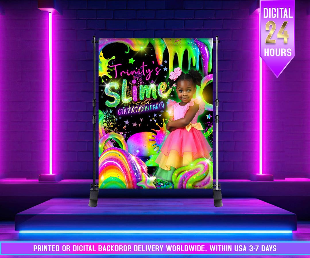Slime Party Backdrop | Slime Banner Birthday | Slime Backdrop | It's ...