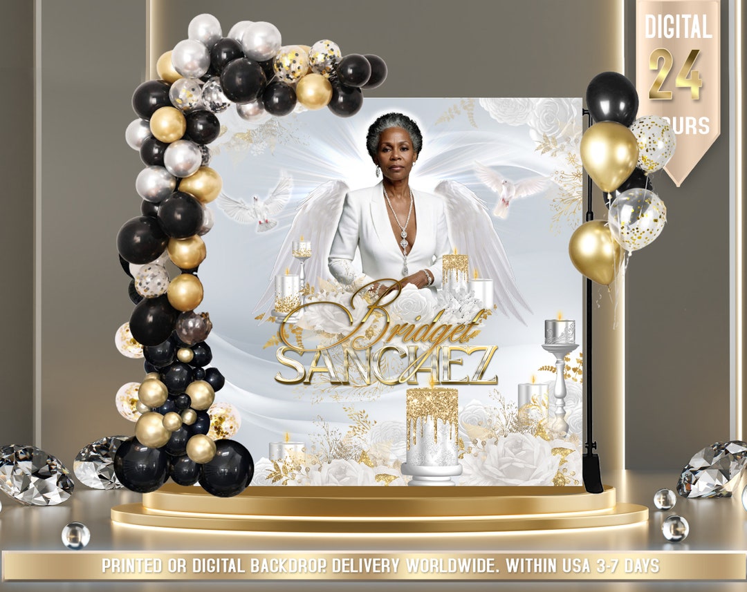 PRINTED or DIGITAL, Blue White Funeral Backdrop, Memorial Backdrop, in ...