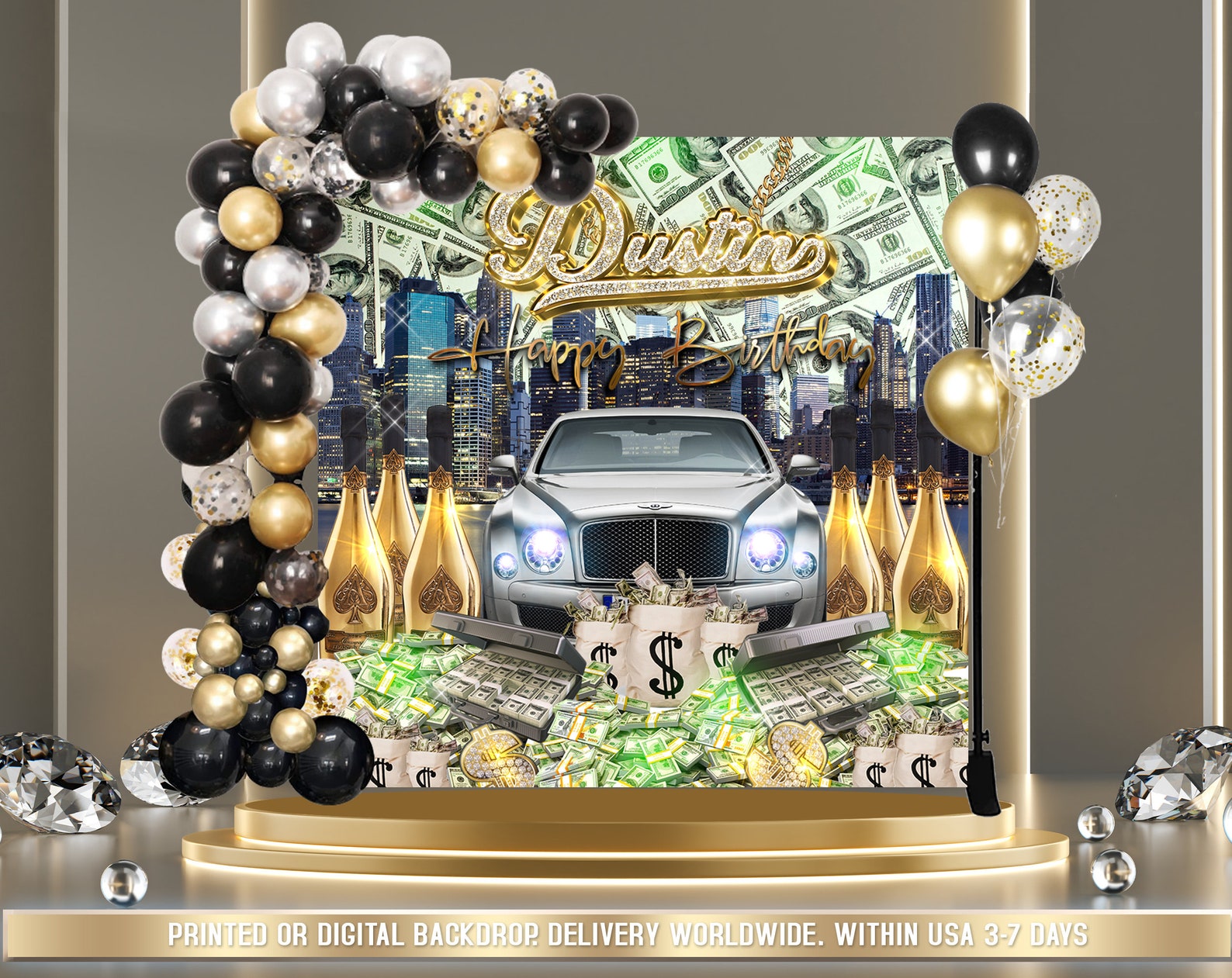 Money Backdrop Dollar Bill Banner Cash Birthday Backdrop Cash Backdrop ...