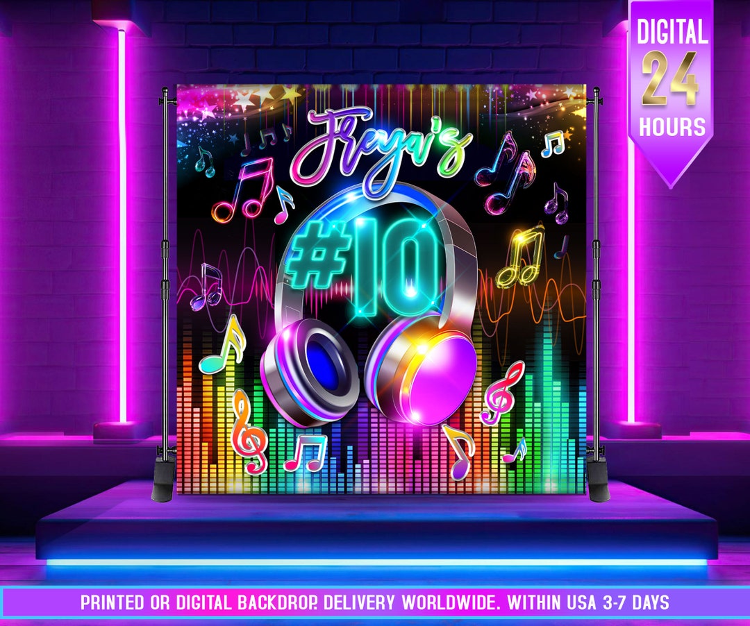 Music Backdrop| Music Neon Banner| Musical Backdrop | Music Theme ...