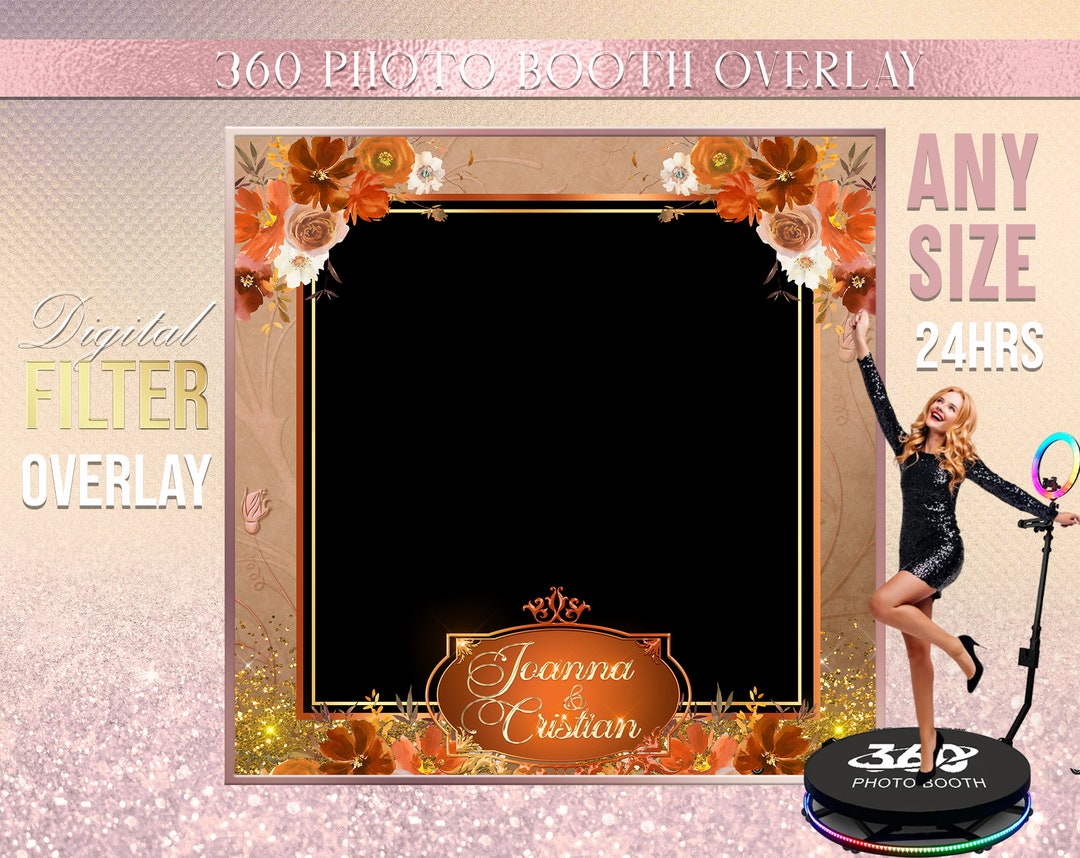 Terracotta Wedding Photo Booth Photo Template, Orange Wedding Overlay ...