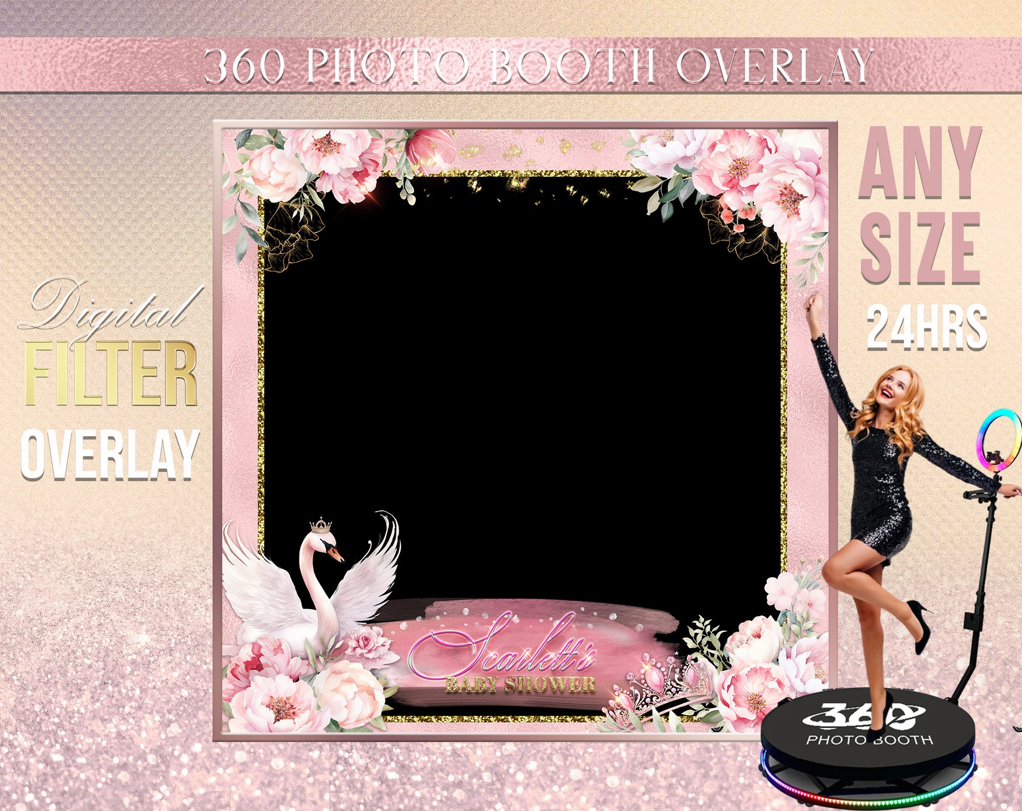 Swan Baby Shower Photo Booth Photo Template Birthday Party, Baby Shower ...