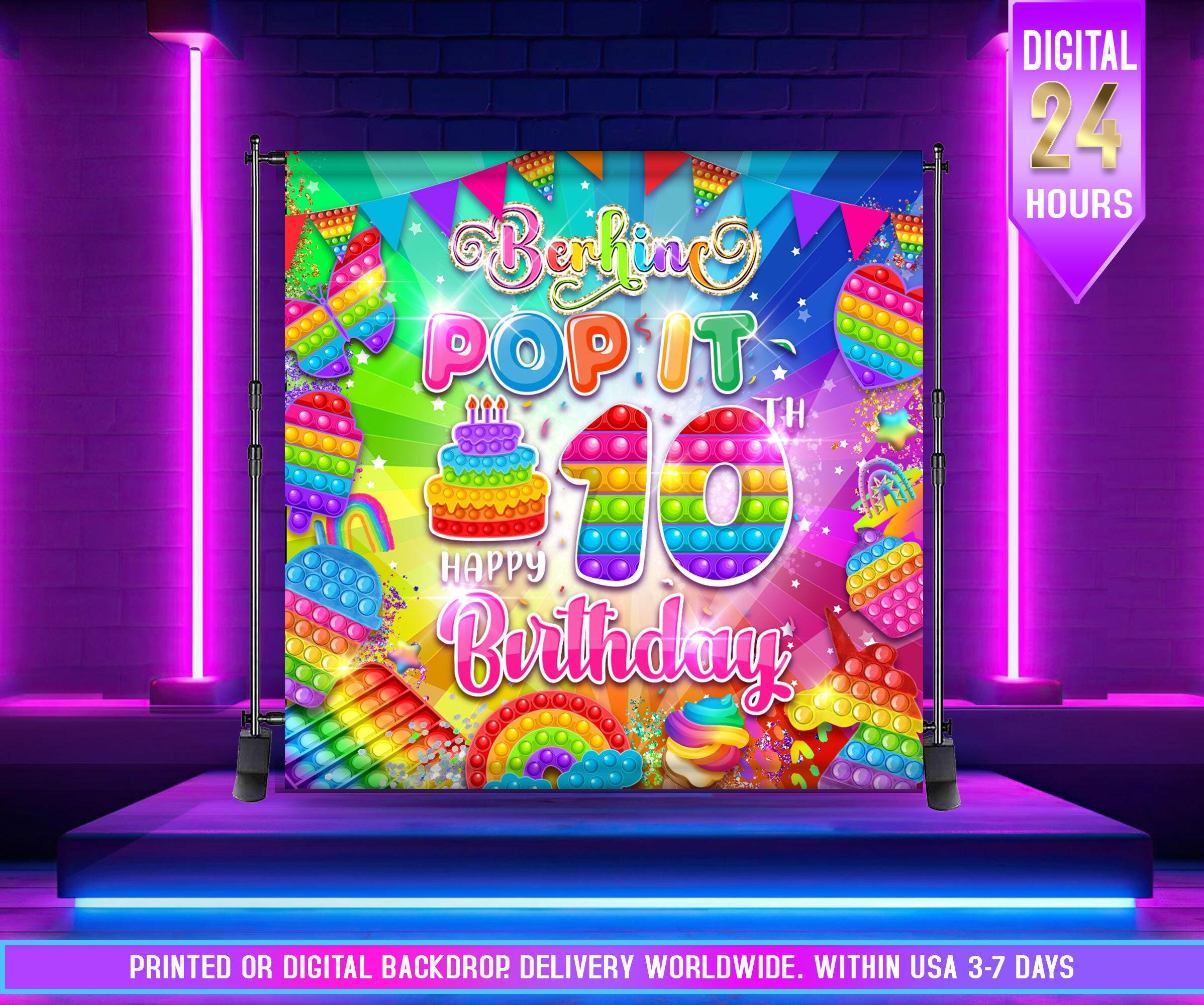Fidget Toy Banner Pop It Backdrop Rainbow Birthday Backdrop fidget Toy ...
