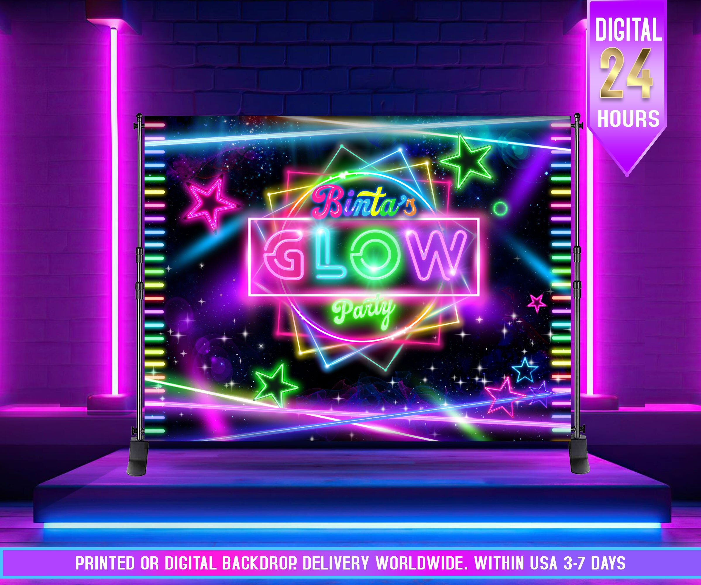 Glow Backdrop, Glow Background, Neon Glow Backdrop, Paint Glow Party ...