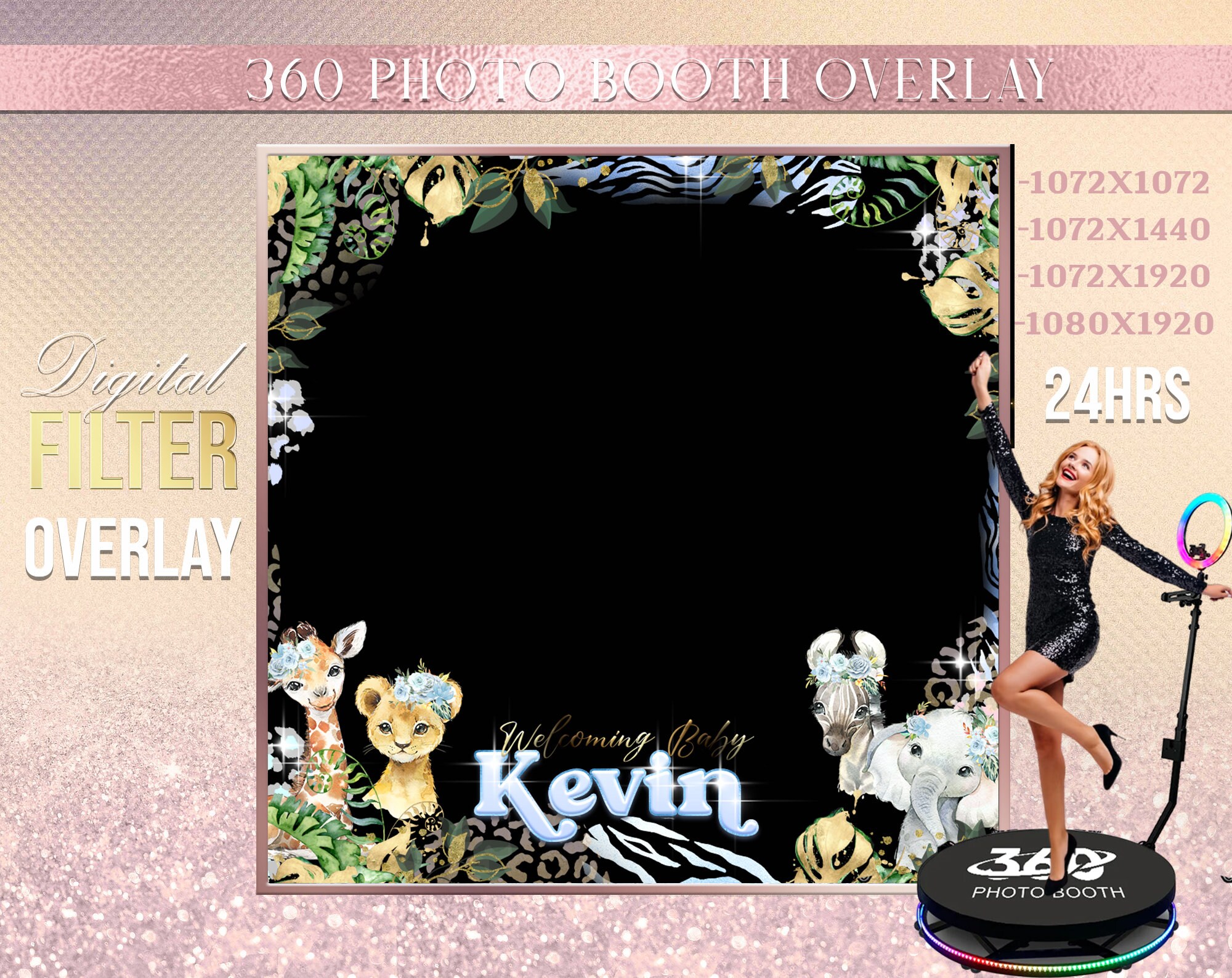 Tropical Photo Booth, Safari Photo Template Birthday Party, Jungle ...