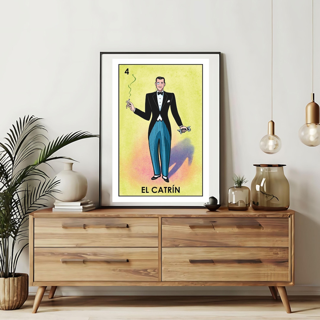 Mailed Printed Only | El Catrin Loteria Cards | Loteria Hand Drawn Wall ...