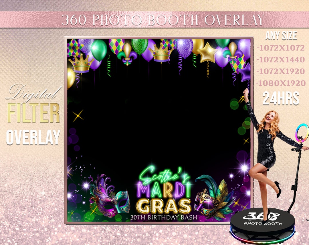 ANY SIZE Mardi Gras Prom 360 Photo Booth Template, Masquerade 360 Booth ...