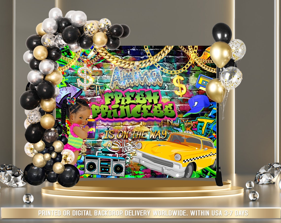 Fresh Prince Baby Shower Backdrop 90s Baby Shower Backdrop Fresh Prince ...