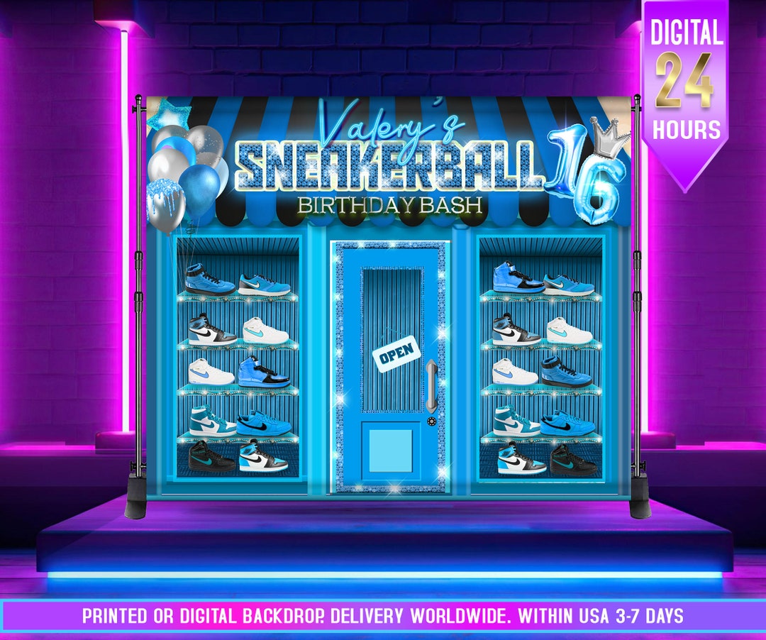 Blue Sneaker Ball Backdrop, Sneaker Gala Backdrop, Sneakers Backdrop ...