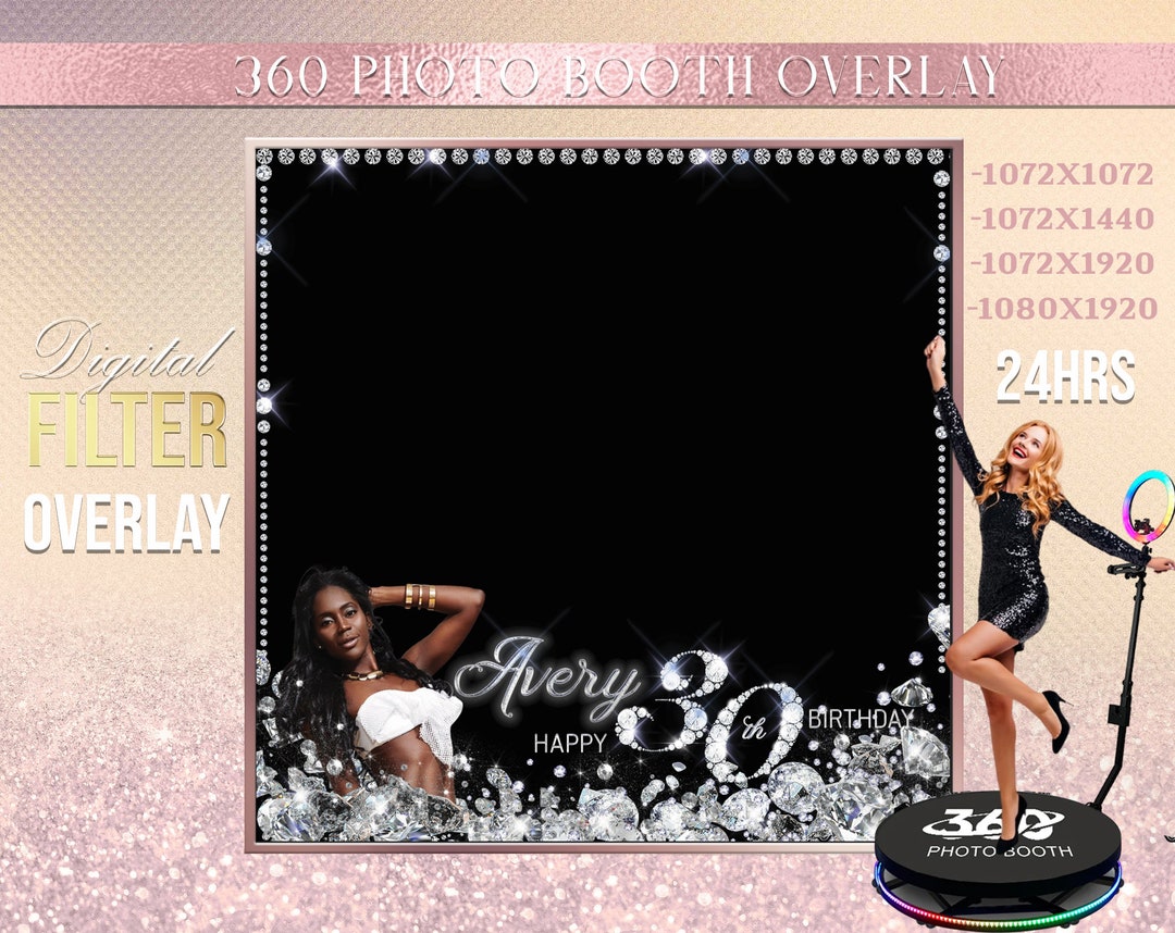 Diamonds Gold Photo Booth, Glam Photo Template Birthday Party, Woman ...