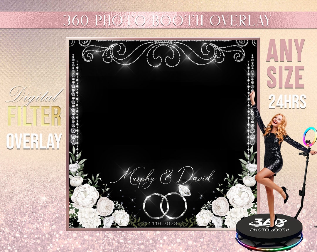 White Flowers Wedding Photo Booth Photo Template, Engagement Overlay ...