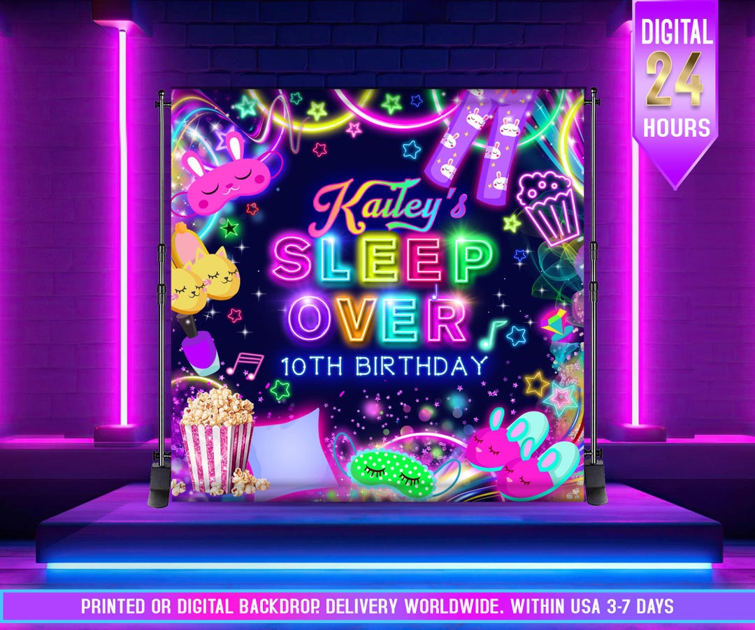 Slumber Party Backdrop for Girls Sleepover Party Decoration Pjm Pillow ...